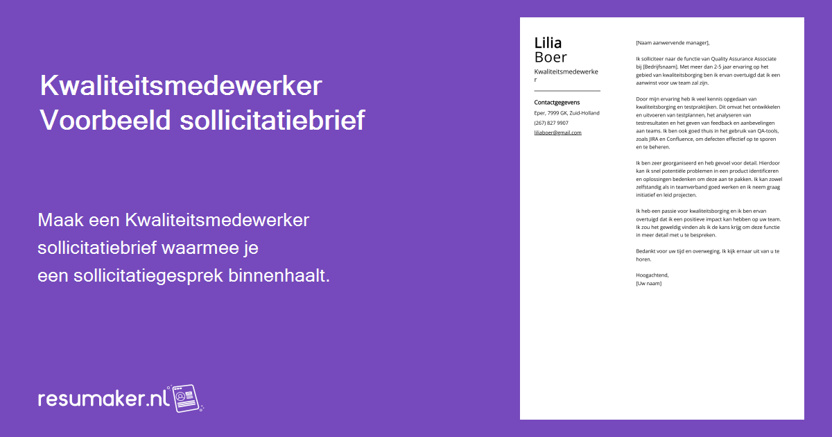 Kwaliteitsmedewerker Sollicitatiebrief Voorbeelden (Sjabloon & 20+ Tips)