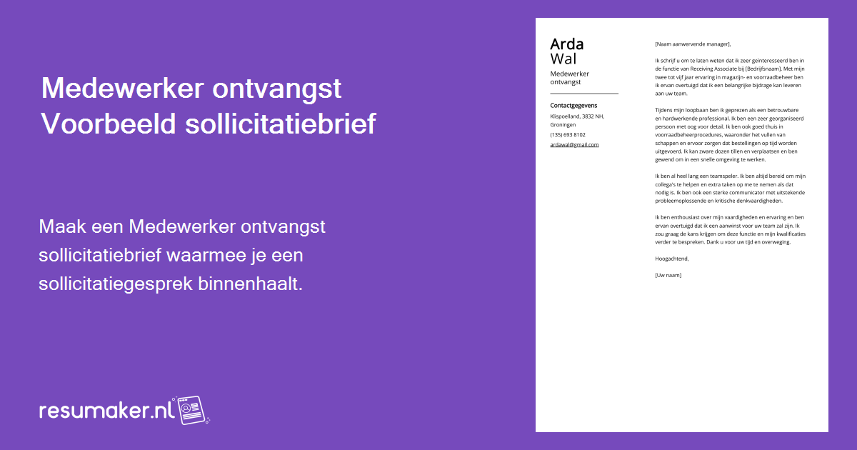Medewerker ontvangst Sollicitatiebrief Voorbeelden (Sjabloon & 20+ Tips)