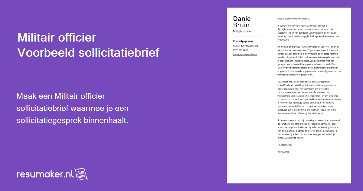 Begeleidende brief Militair officier: Functieomschrijving, voorbeeld & handleiding