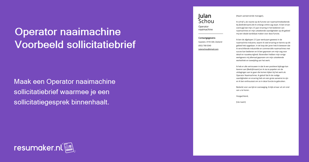 Operator naaimachine Sollicitatiebrief Voorbeelden (Sjabloon & 20+ Tips)