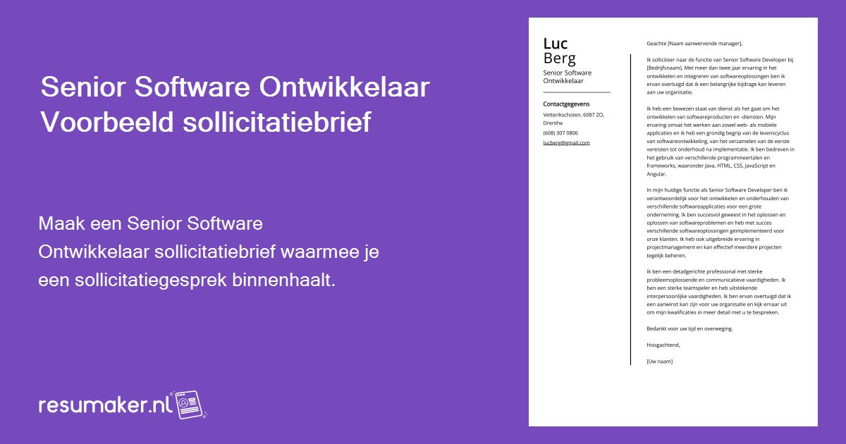 Senior Software Ontwikkelaar Sollicitatiebrief Voorbeelden (Sjabloon ...