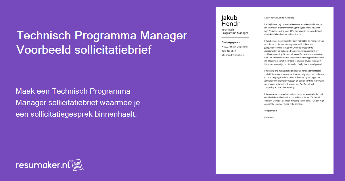 Technisch Programma Manager Sollicitatiebrief Voorbeelden (Sjabloon & 20+ Tips)
